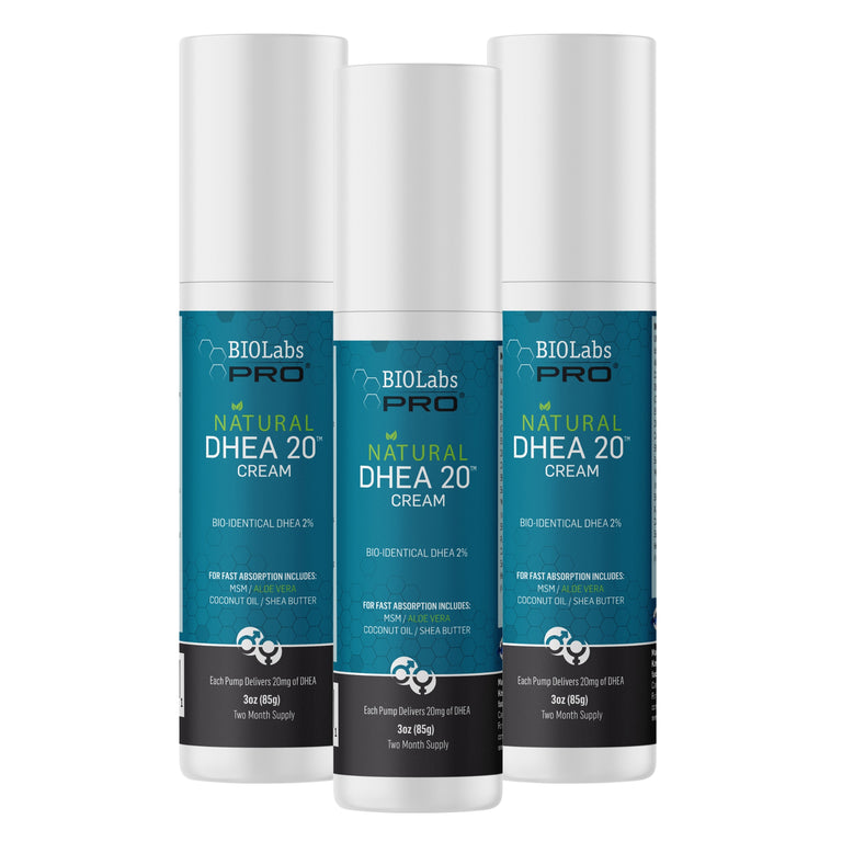 BIOLabs PRO Natural DHEA 20MG CREAM 3oz (3-pack bundle) 6 month Supply ...