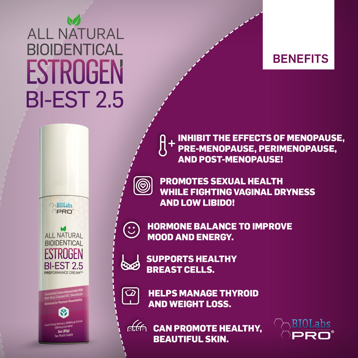 BIOLabs PRO® Natural Estro Bi-EST 2.5 Cream - BIOLabs PRO® - Smarter ...