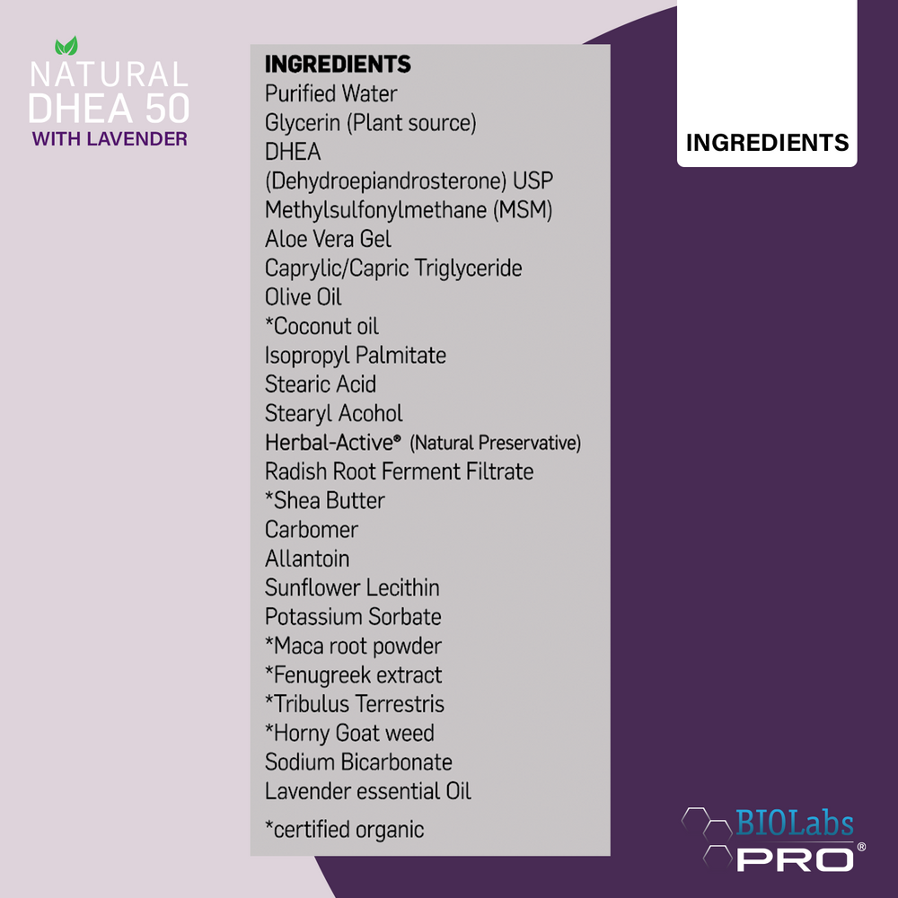 BIOLabs PRO® Natural 50mg Dhea Cream (Lavender) - BIOLabs PRO ...